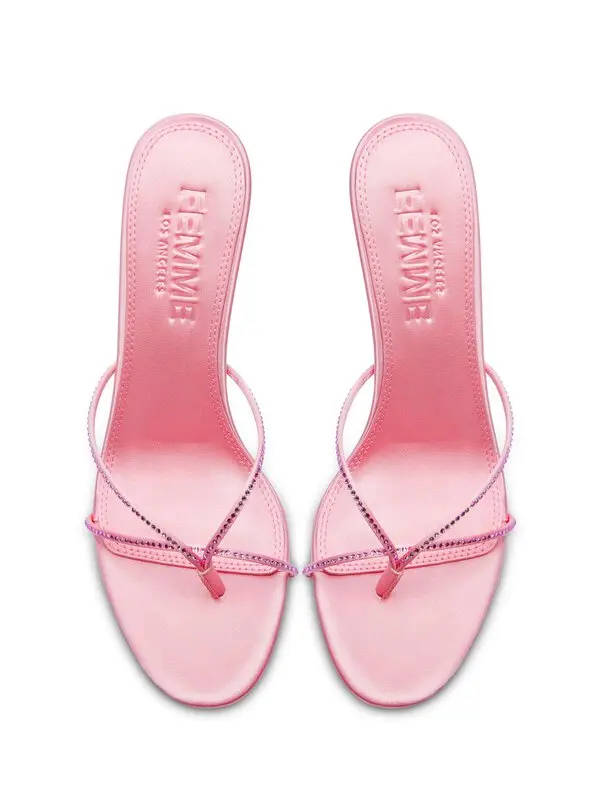 Femme La Sicilian Slipper Crystal Stiletto Heel - Pink