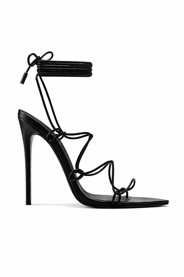Femme La Sin Lace Up Stiletto Heels - Black