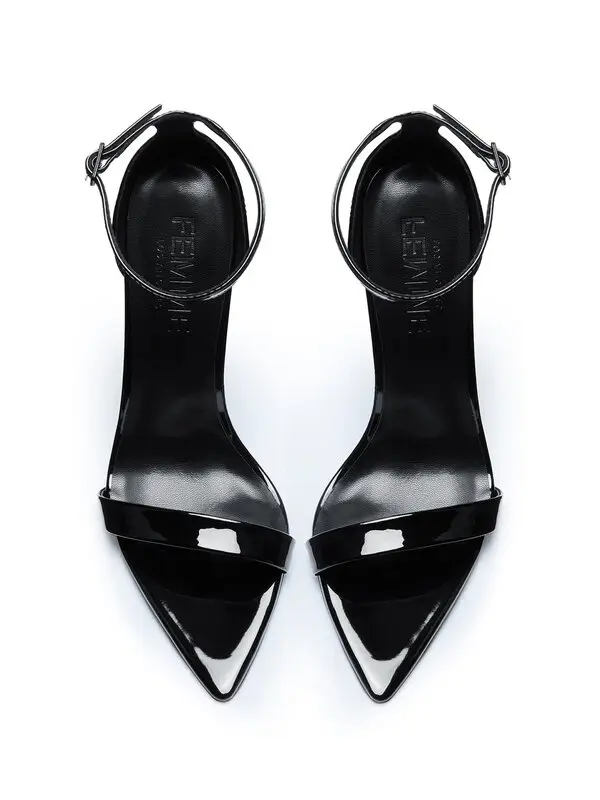 Femme La Amiri Noir Patent Stiletto Sandals
