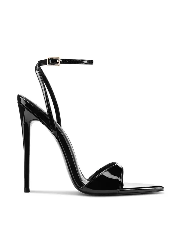 Femme La Gg Heel Patent Stiletto Sandal - Black