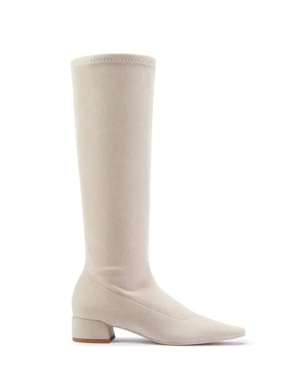 Femme La Park Ave. Suede Pointed Toe Zip Up Boots
