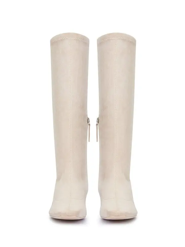 Femme La Park Ave. Suede Pointed Toe Zip Up Boots