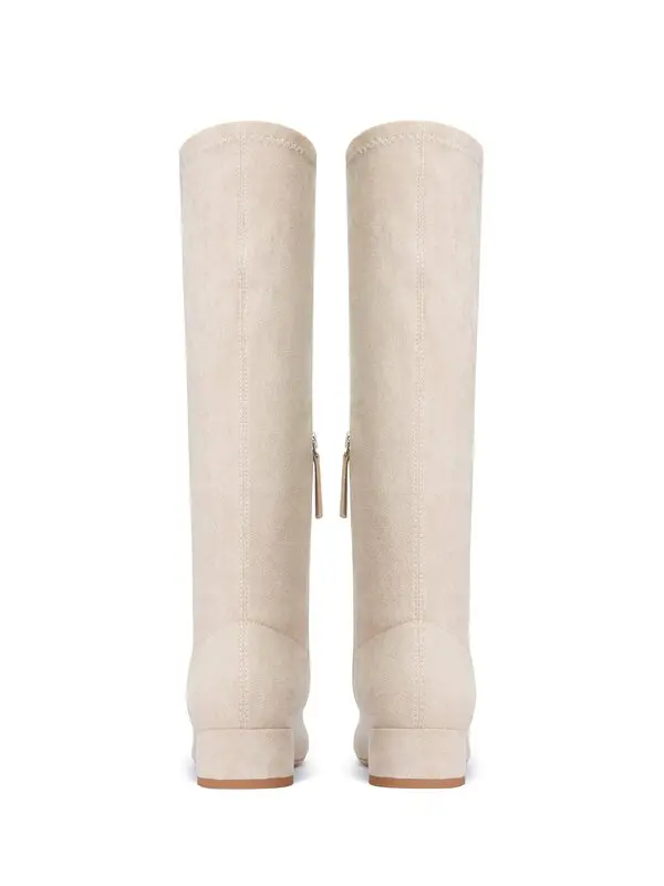 Femme La Park Ave. Suede Pointed Toe Zip Up Boots