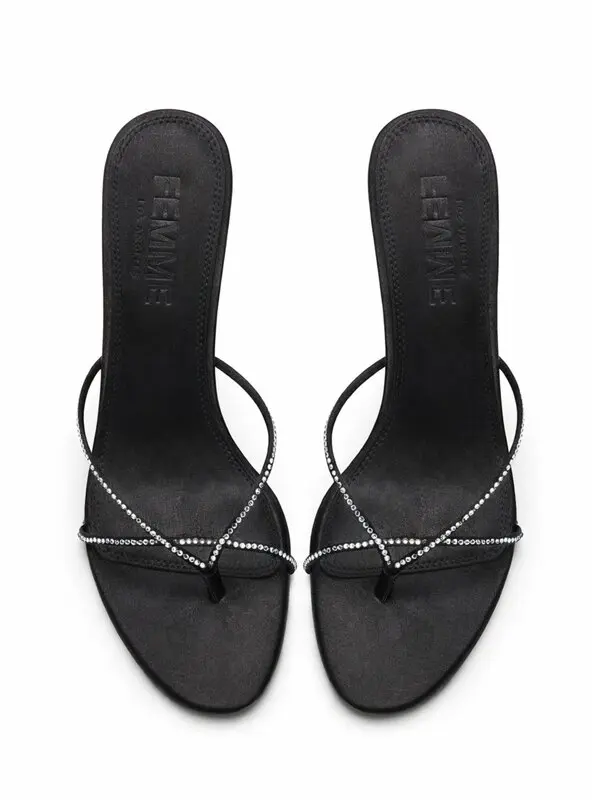 Femme La Sicilian Slipper Noir Crystal