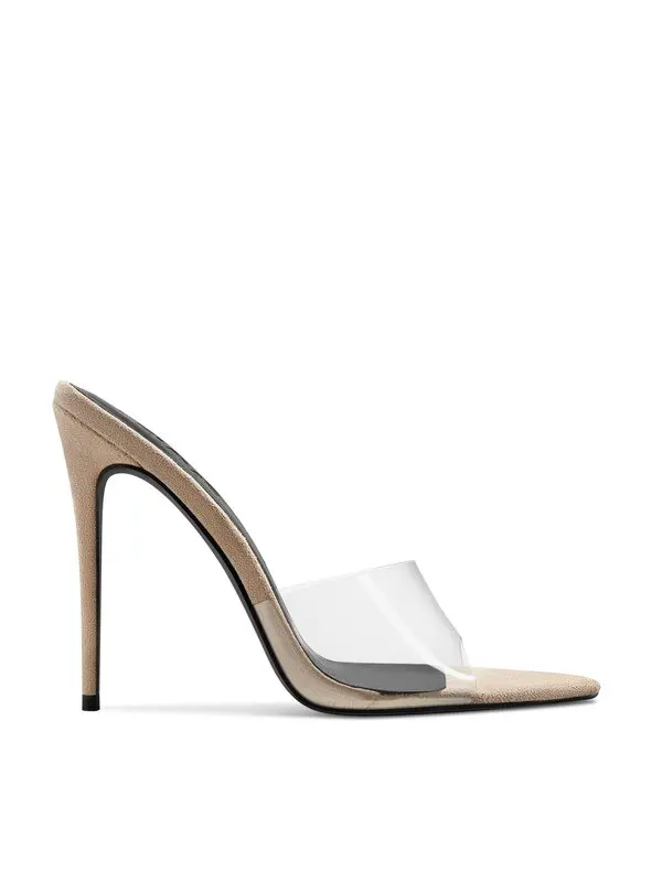 Femme La Gianni Suede Mule Desnuda Stiletto Heels - Nude