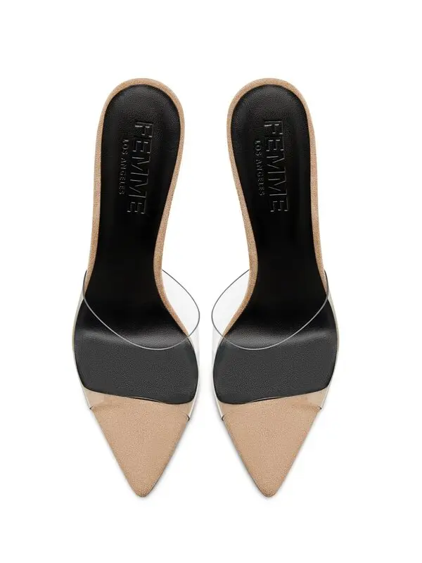 Femme La Gianni Suede Mule Desnuda Stiletto Heels - Nude