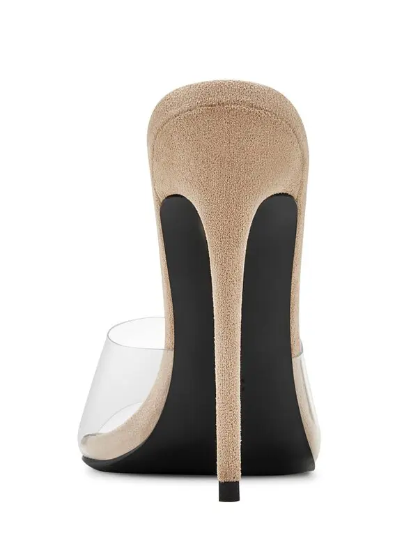 Femme La Gianni Suede Mule Desnuda Stiletto Heels - Nude