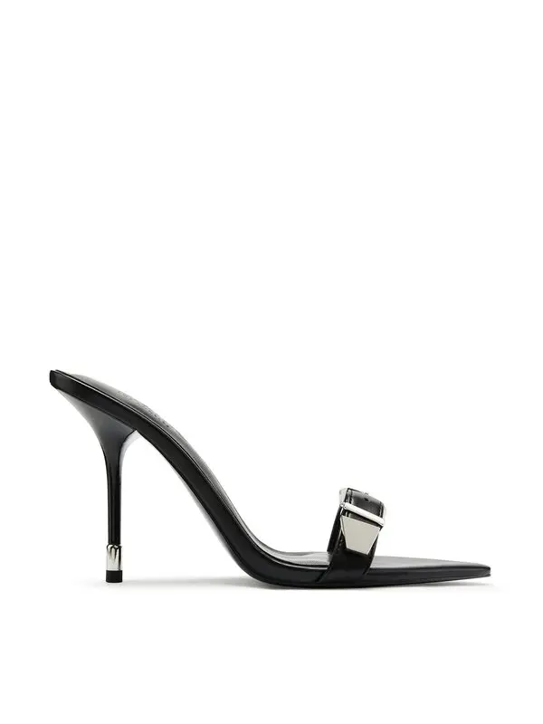 Femme La Carter Mule 100 With Statement Buckle Detail - Black
