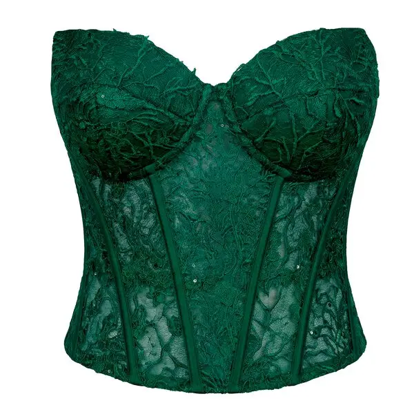 ANGELIKA JOZEFCZYK Catrice Lace Corset Top Emerald