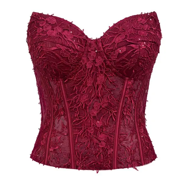 ANGELIKA JOZEFCZYK Catrice Lace Corset Top Burgundy - Purple