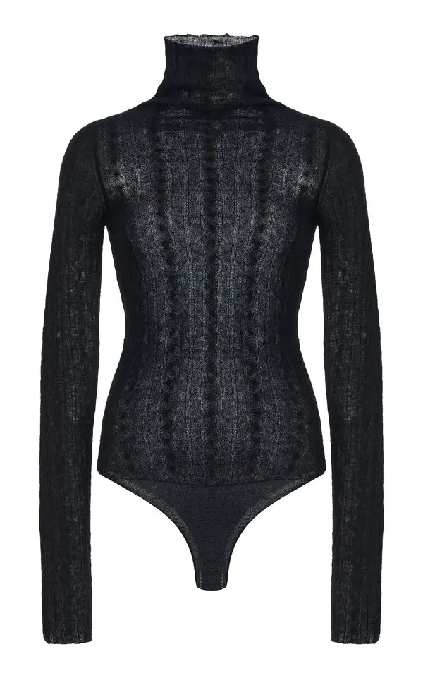 HAIKURE Turtleneck Wool-blend Bodysuit - Black