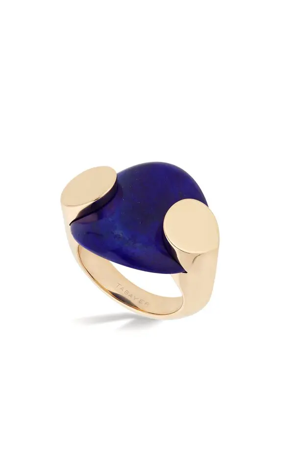 TABAYER 18k Yellow Gold Signet Stone Ring