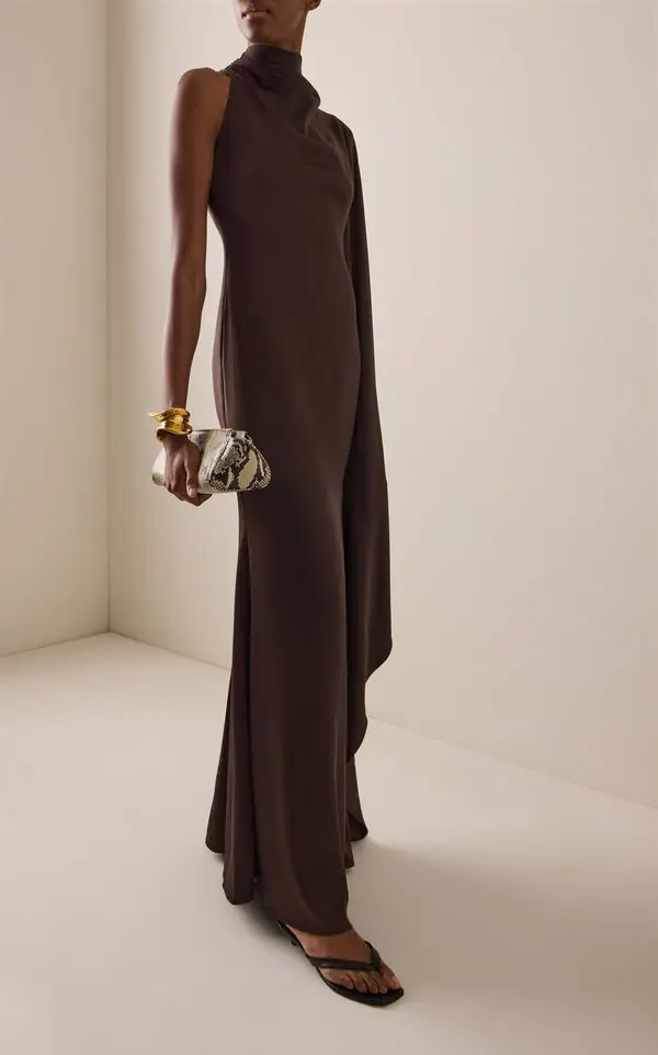 DE LA VALI Odaluna Crepe De Chine Maxi Dress