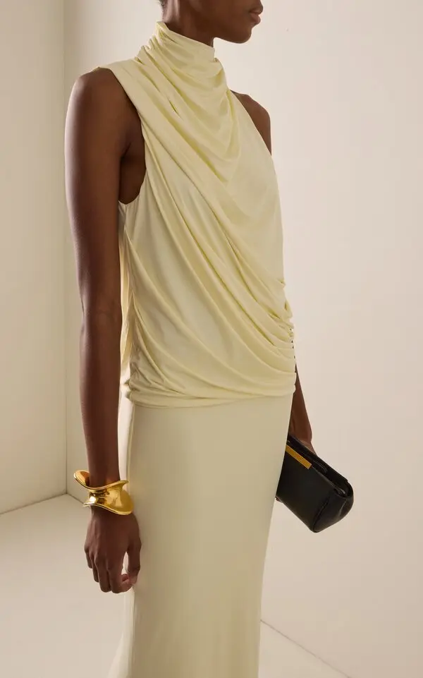 DE LA VALI Lurna Ruched Maxi Dress