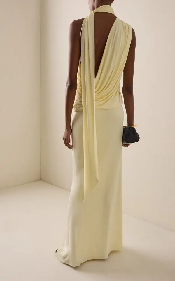 DE LA VALI Lurna Ruched Maxi Dress