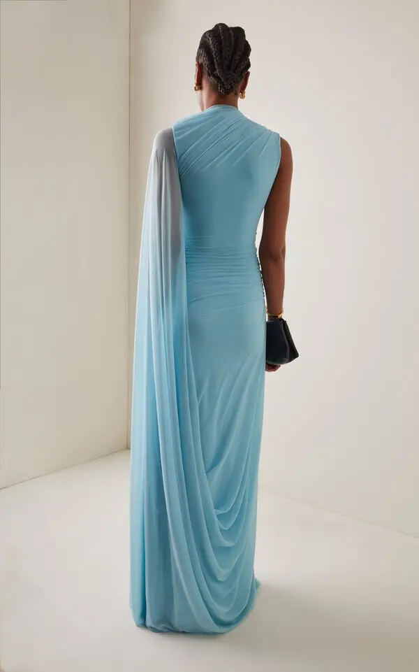 DEME Exclusive Maple Draped Chiffon Maxi Dress