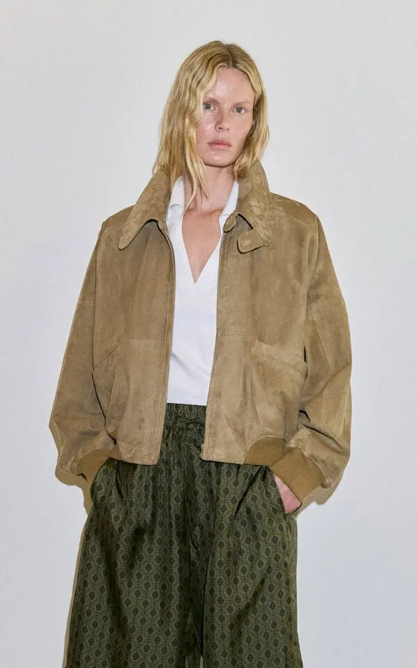 DARKPARK Estelle Suede Bomber Jacket
