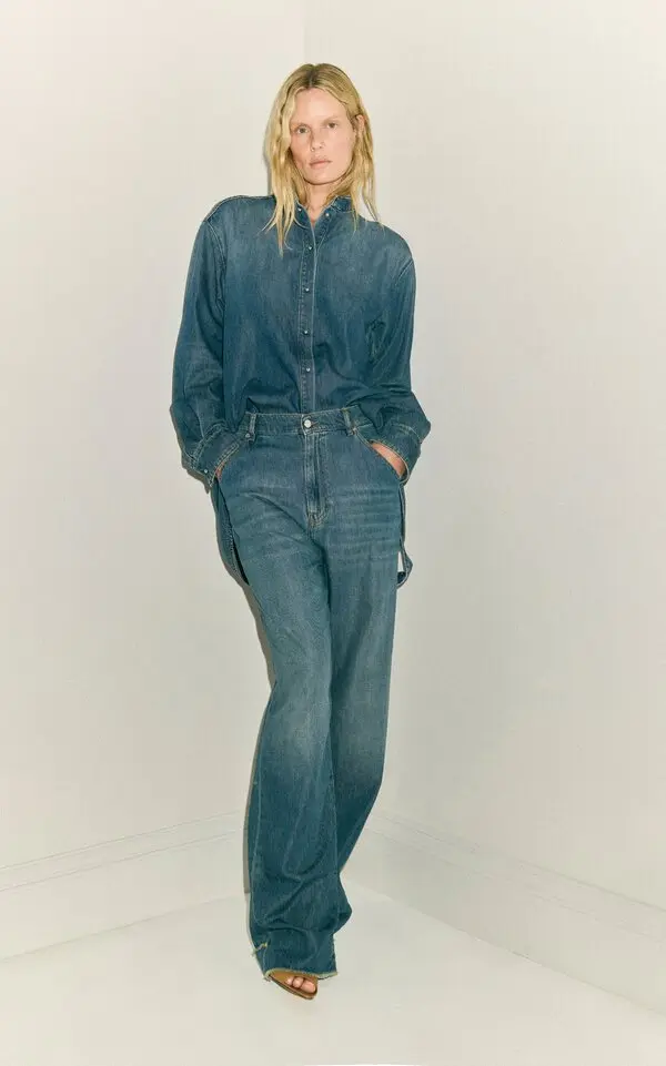 DARKPARK Lisa Scarf-detailed Loose Carpenter Jeans - Blue