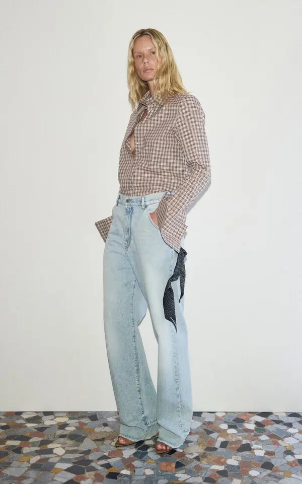 DARKPARK Lisa Scarf-detailed Loose Carpenter Jeans - Light Blue