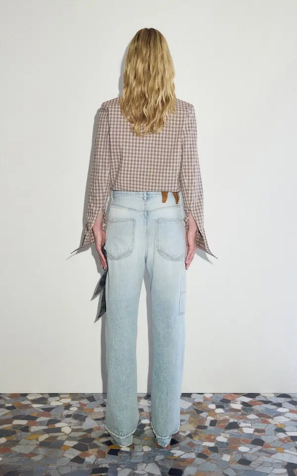 DARKPARK Lisa Scarf-detailed Loose Carpenter Jeans - Light Blue
