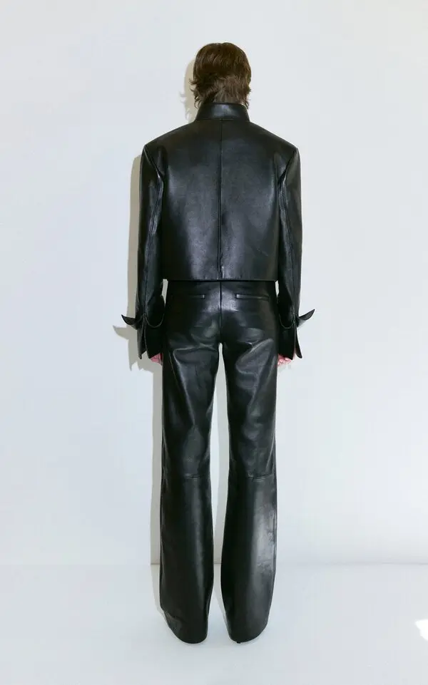 DARKPARK Ariana Low-rise Flared Leather Pants - Black