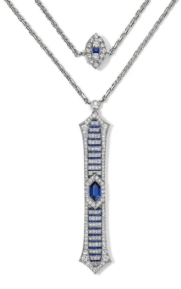 MINDI MOND NEW YORK Sautoir Sapphire Diamond Escalator Necklace - White