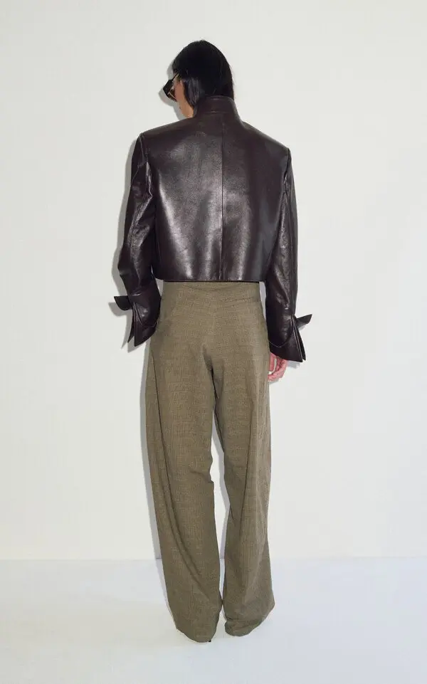 DARKPARK Phebe Micro-check Cotton Wide Leg Pants