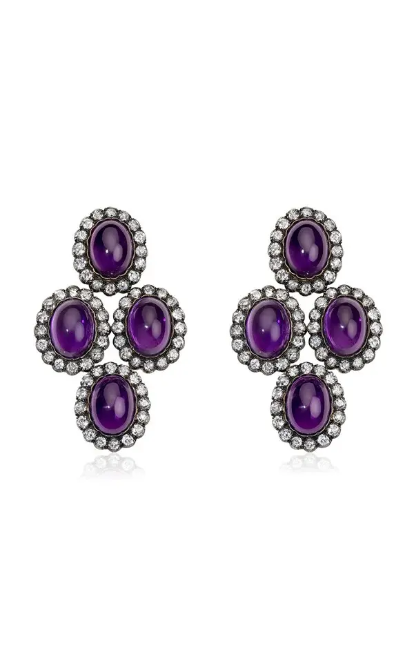 MINDI MOND NEW YORK Girandole Amethyst Old Mine Ear Pendants - White