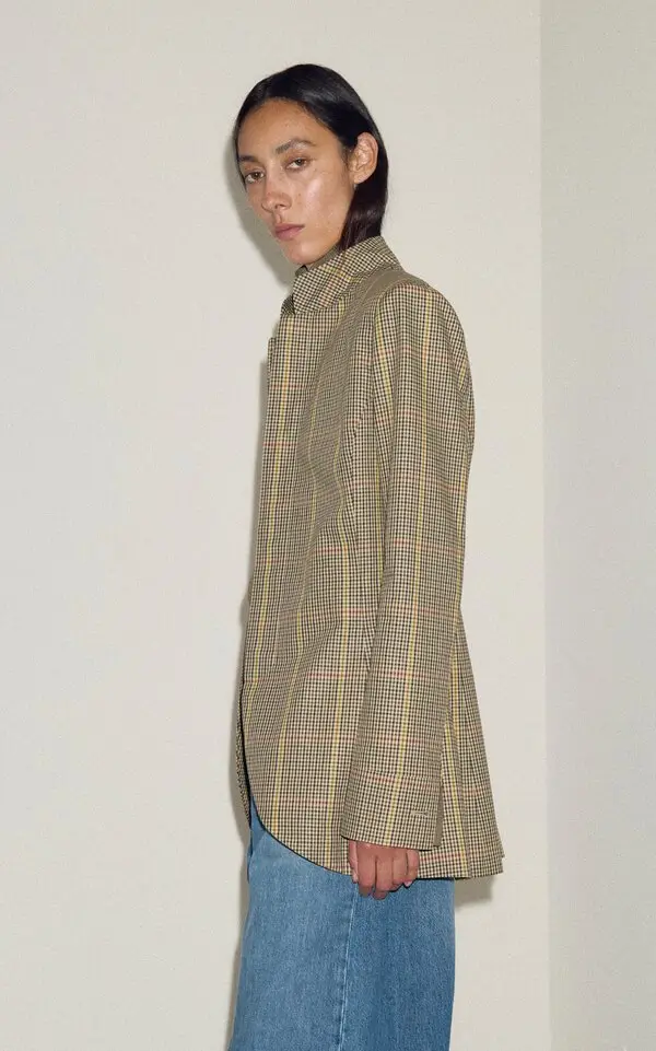 DARKPARK Leila Checked Cotton High Neck Blazer