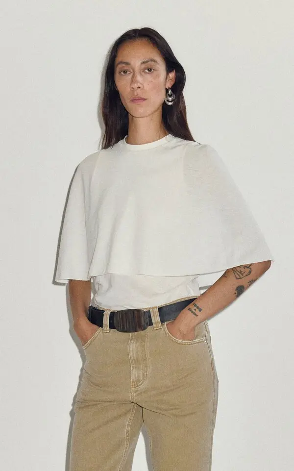 DARKPARK Karine Cotton Jersey Cape Top - White