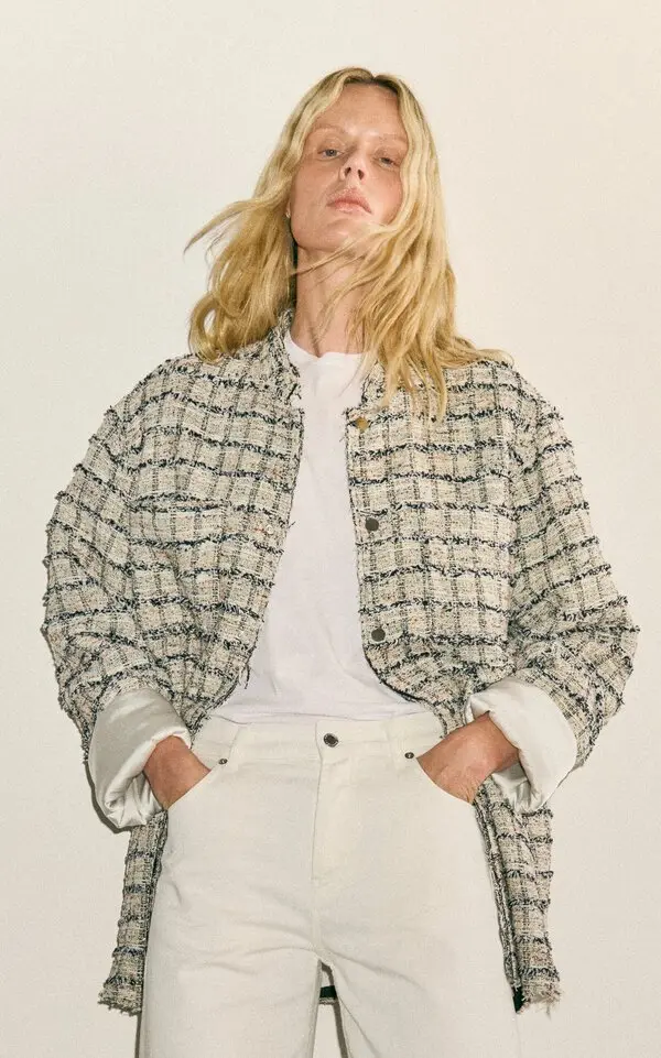 DARKPARK Keira Cotton-blend Tweed Multi Pocket Shirt - Plaid