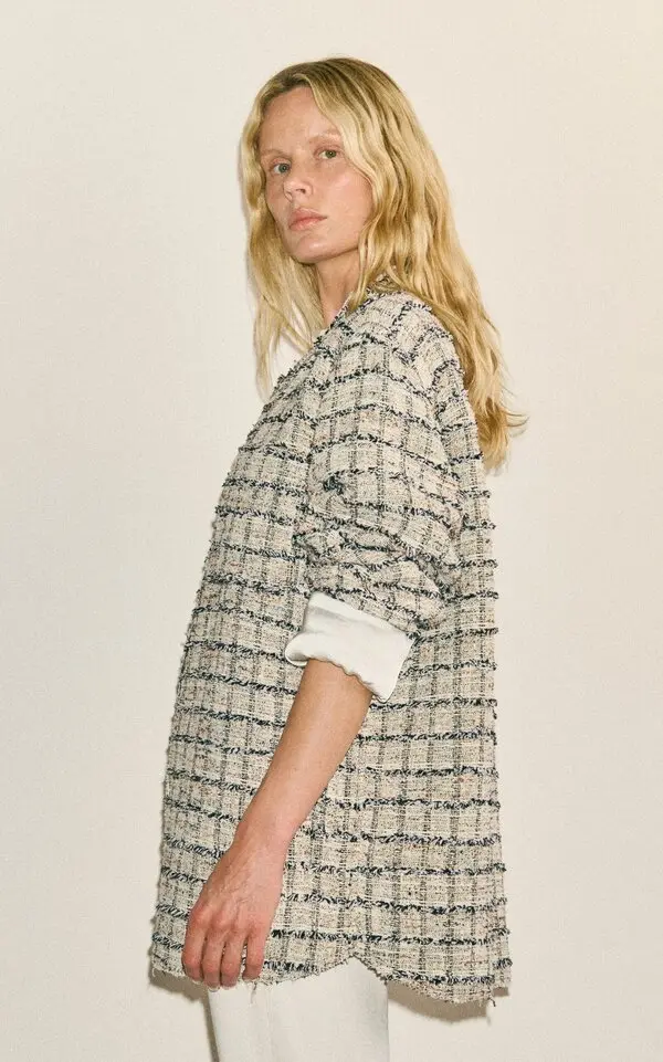 DARKPARK Keira Cotton-blend Tweed Multi Pocket Shirt
