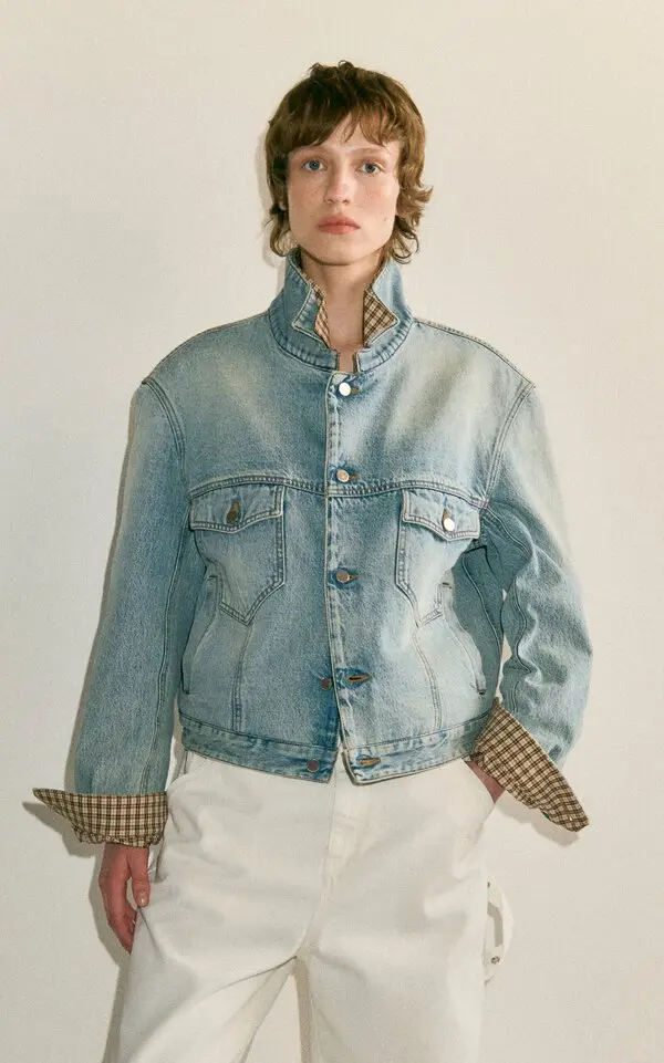 DARKPARK Ana Checked Collar Denim Jacket