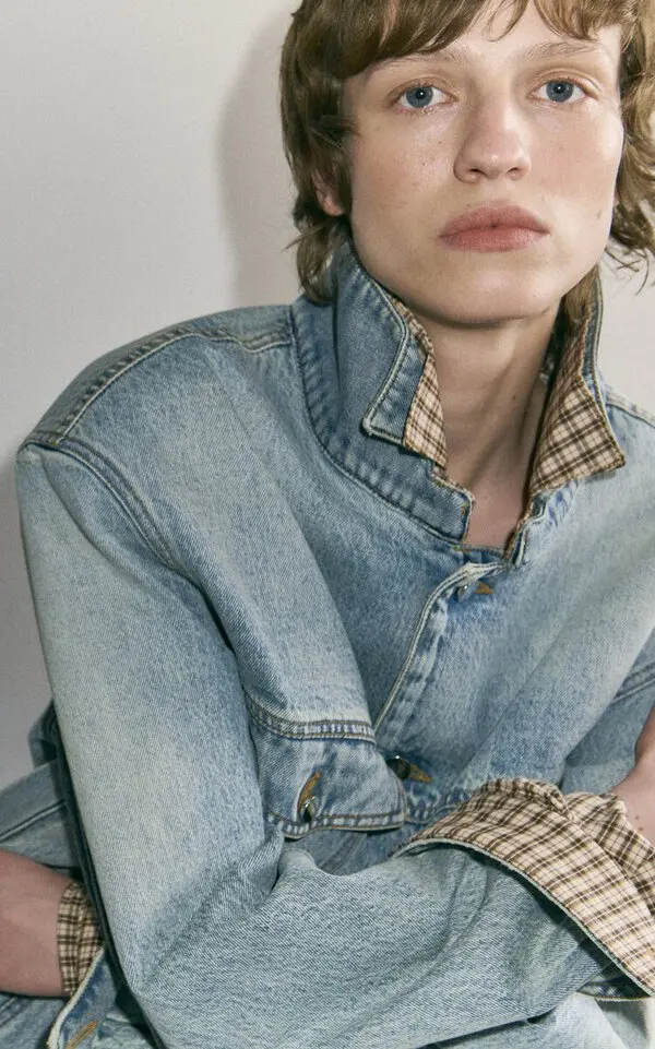 DARKPARK Ana Checked Collar Denim Jacket
