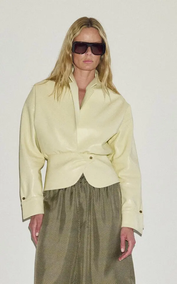 DARKPARK Sissy Leather Peplum Jacket - Yellow