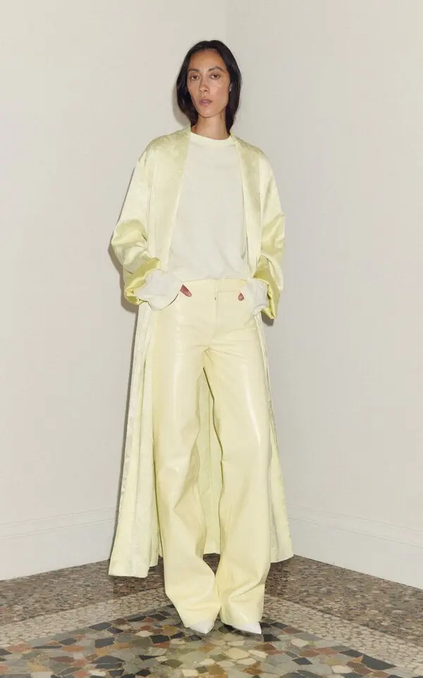 DARKPARK Jade Jacquard Long Coat - Yellow
