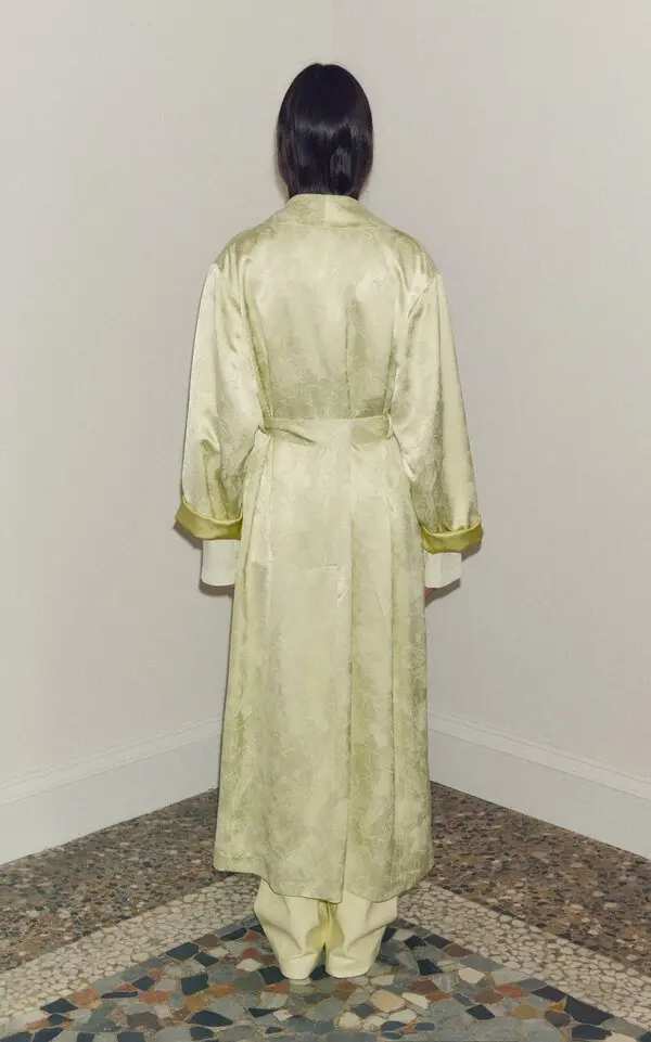 DARKPARK Jade Jacquard Long Coat - Yellow