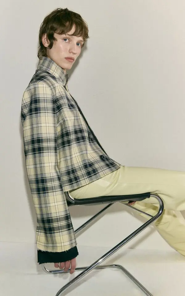 DARKPARK Maxime Double-sleeve Checked Cotton Cropped Blazer