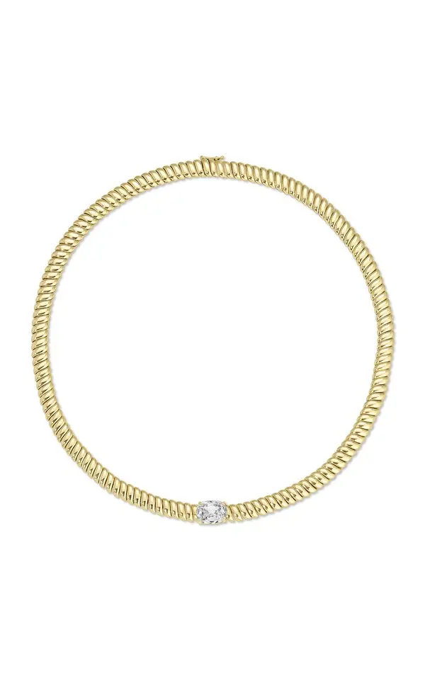 ANITA KO 18k Yellow Zoe Choker Necklace With Oval Cushion Cut Diamond - Gold