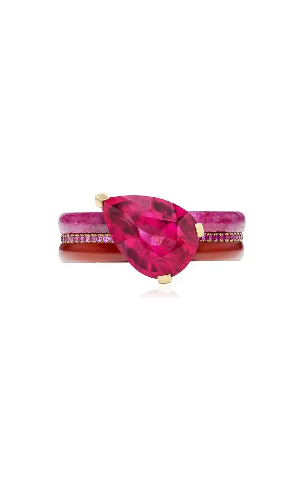 EMILY P. WHEELER 18k Yellow Gold Stacked Ring - Pink