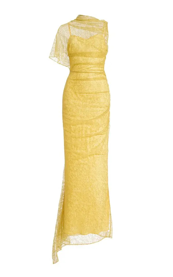 DE LA VALI Lucho Chiffon Maxi Dress - Yellow