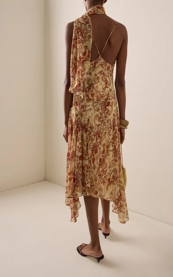 DE LA VALI Komi Crepe De Chine Midi Dress