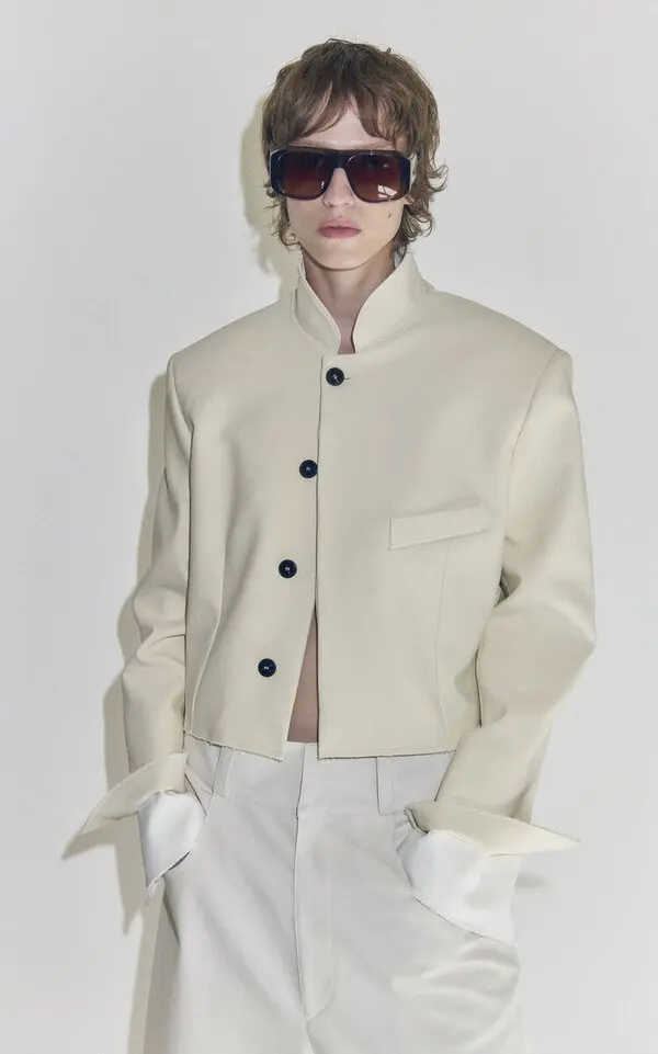 DARKPARK Maxime Double-sleeved Cropped Blazer - White