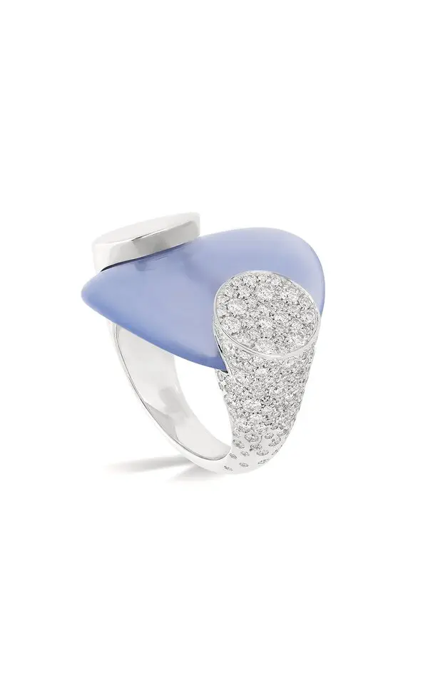 TABAYER 18k White Gold Signet Stone Ring
