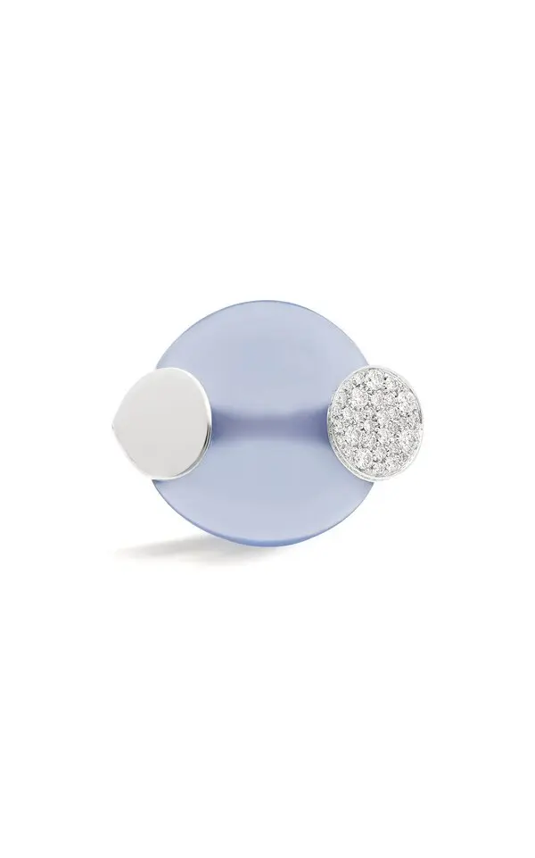 TABAYER 18k White Gold Signet Stone Ring