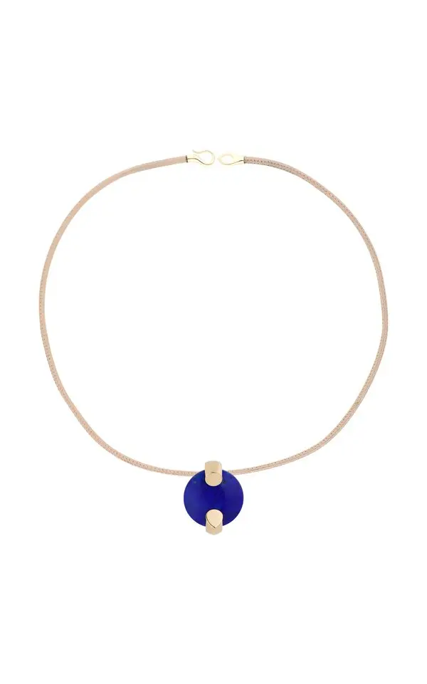 TABAYER 18k Yellow Gold Signet Cord Choker - Blue