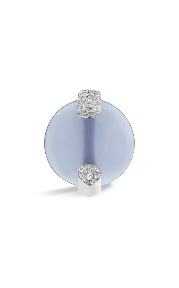 TABAYER 18k White Gold Signet Stone Earring