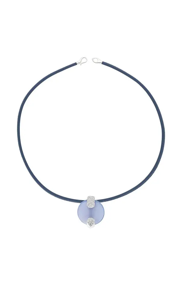 TABAYER 18k White Gold Signet Cord Choker - Blue