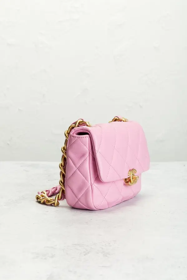 Chanel Lambskin Mini Lacquered Chain Flap Bag