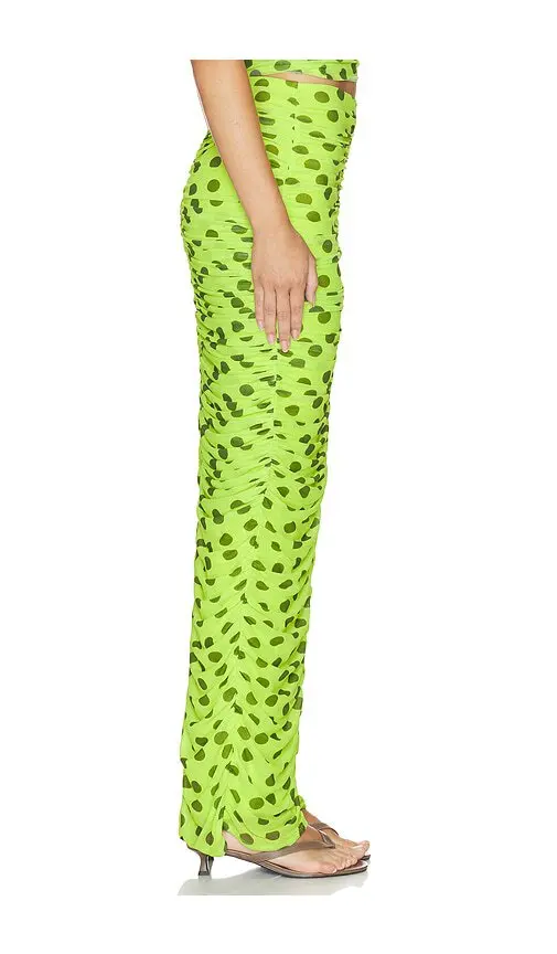 AFRM Josie Ruched Mesh Maxi Skirt - Green